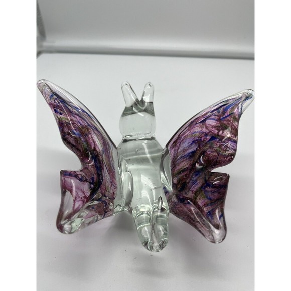 Accents | Vintage Art Glass Butterfly Paperweight Figurine Clear Glass ...